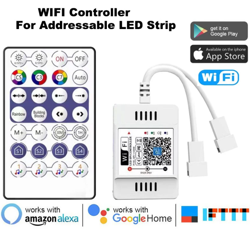 MH-001 - Pixel Controller (12-24 VDC, Wi-Fi, Music, Remote) – DeLight LED