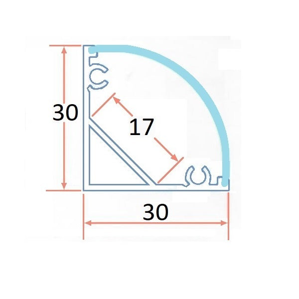 C3030 - Large Rounded Corner Track- 30 x 30mm – DeLight LED